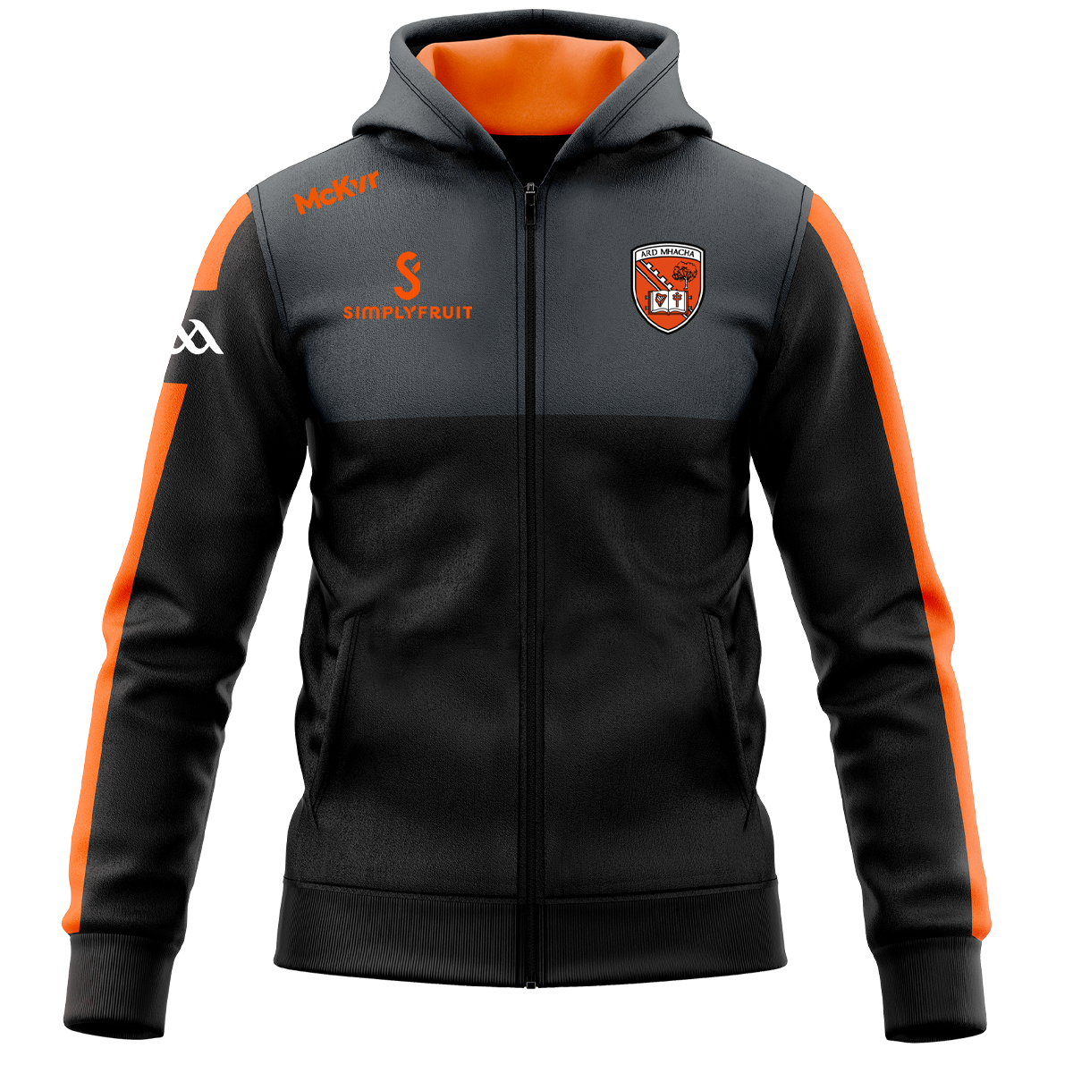 McKvr Armagh GAA Edge Full Zip Hoodie - Youth - Charcoal/Black ...