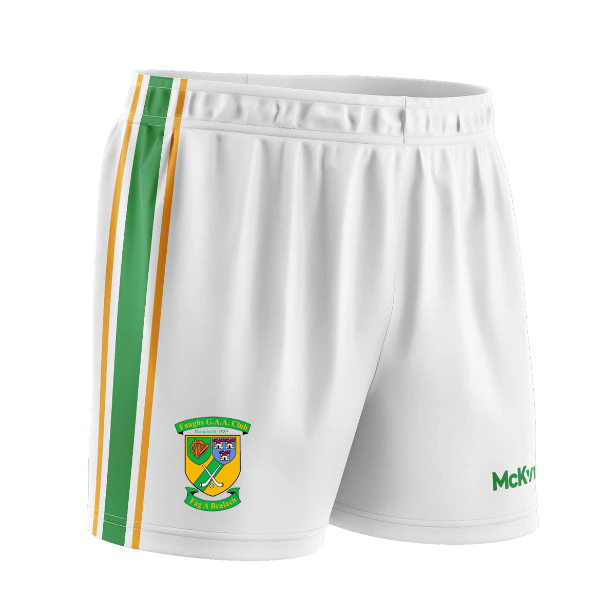 McKvr Faughs GAA Playing Short - Womens - White/Green/Amber – McKeever ...