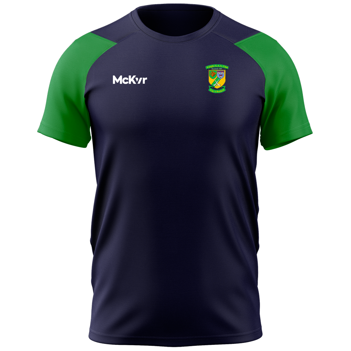McKvr Faughs GAA Core Pro Tech Tee - Youth - Navy/Emerald Green ...