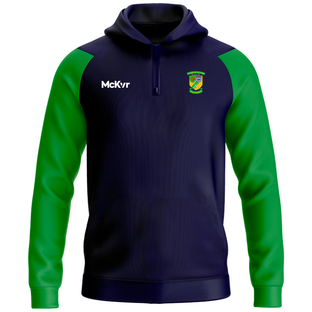 McKvr Faughs GAA Core Pro 1/4 Zip Hoodie - Youth - Navy/Emerald Green ...